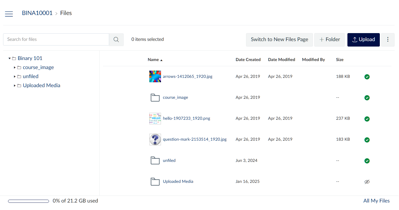Feature update: Redesigned Files page in Canvas