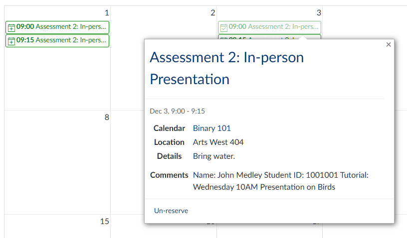 Creating appointments with the Calendar